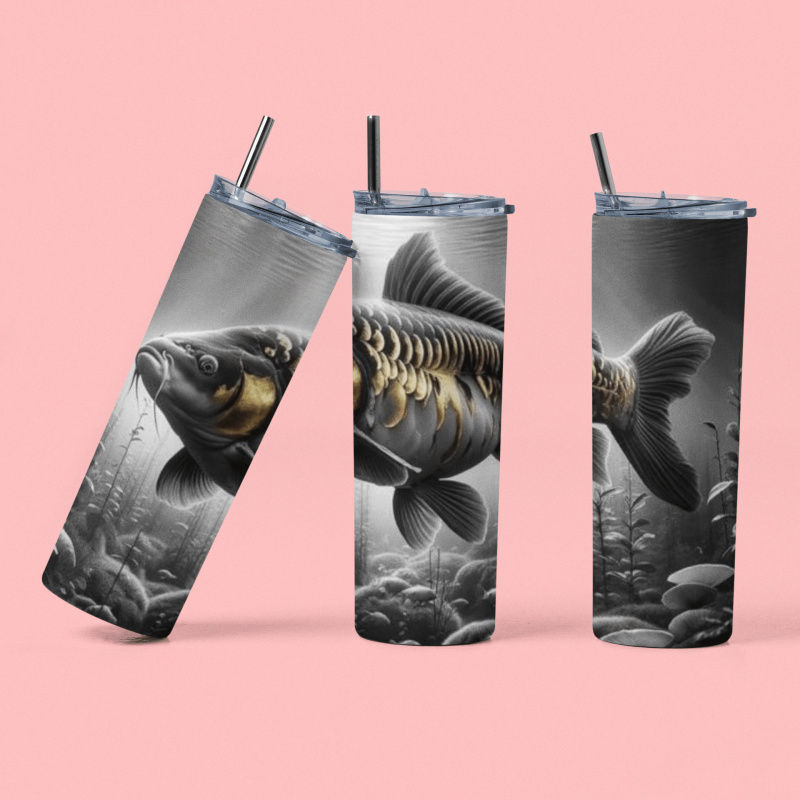 Carp Fishing Themed 20oz Drinks Tumbler - Bright Blanks Sublimation